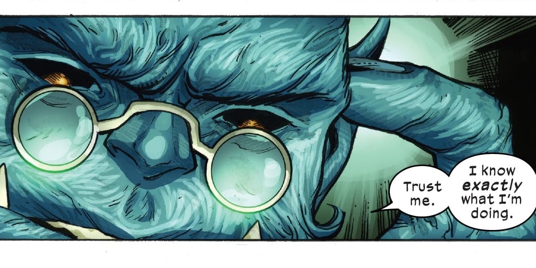 How to sound as least trustworthy as possible. (Image: X-Force #20 ...